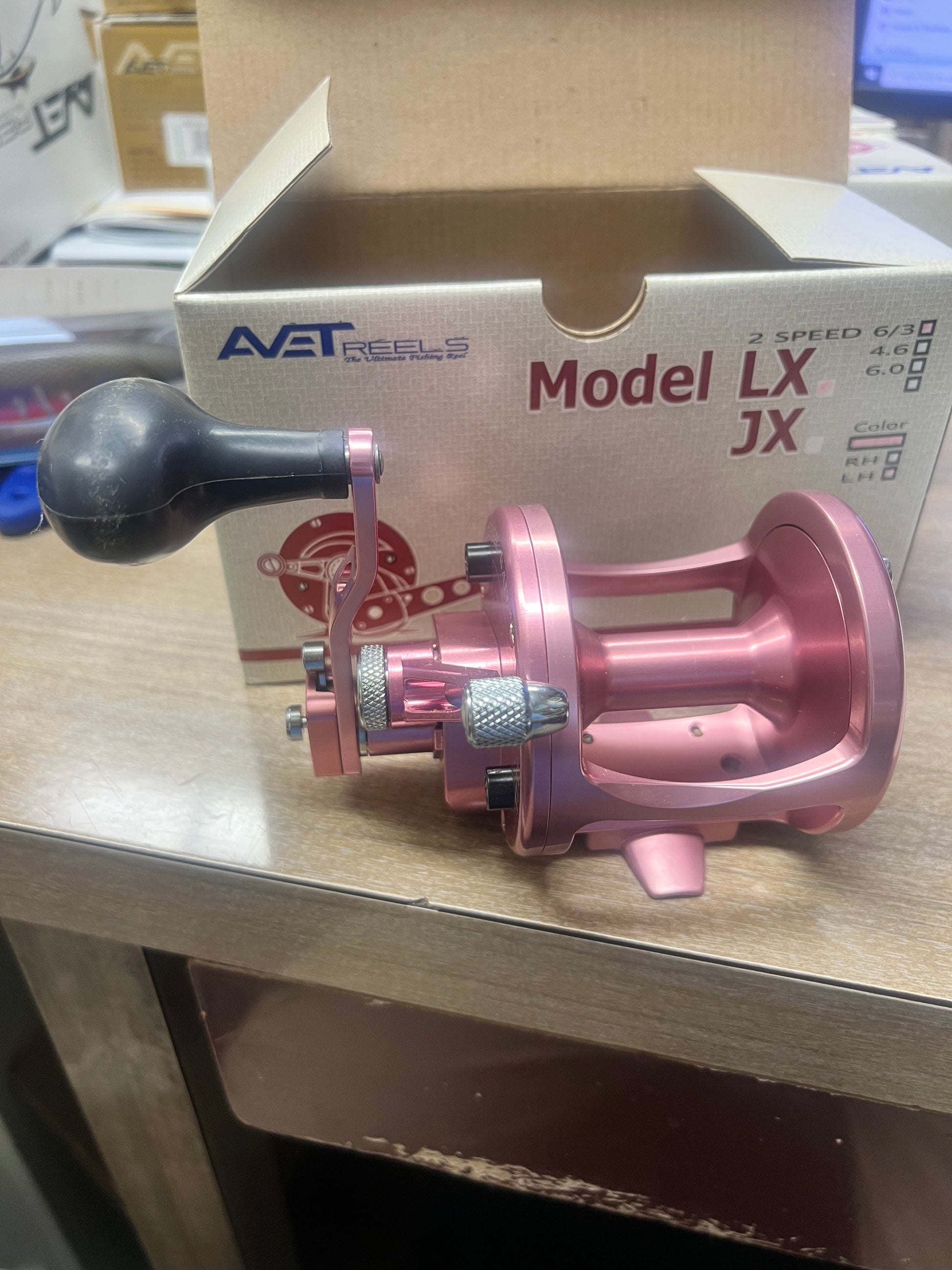 Avet Reels LX6/3 LH Special Lefty Left Hand Two Speed Pink Reel – Tuppens