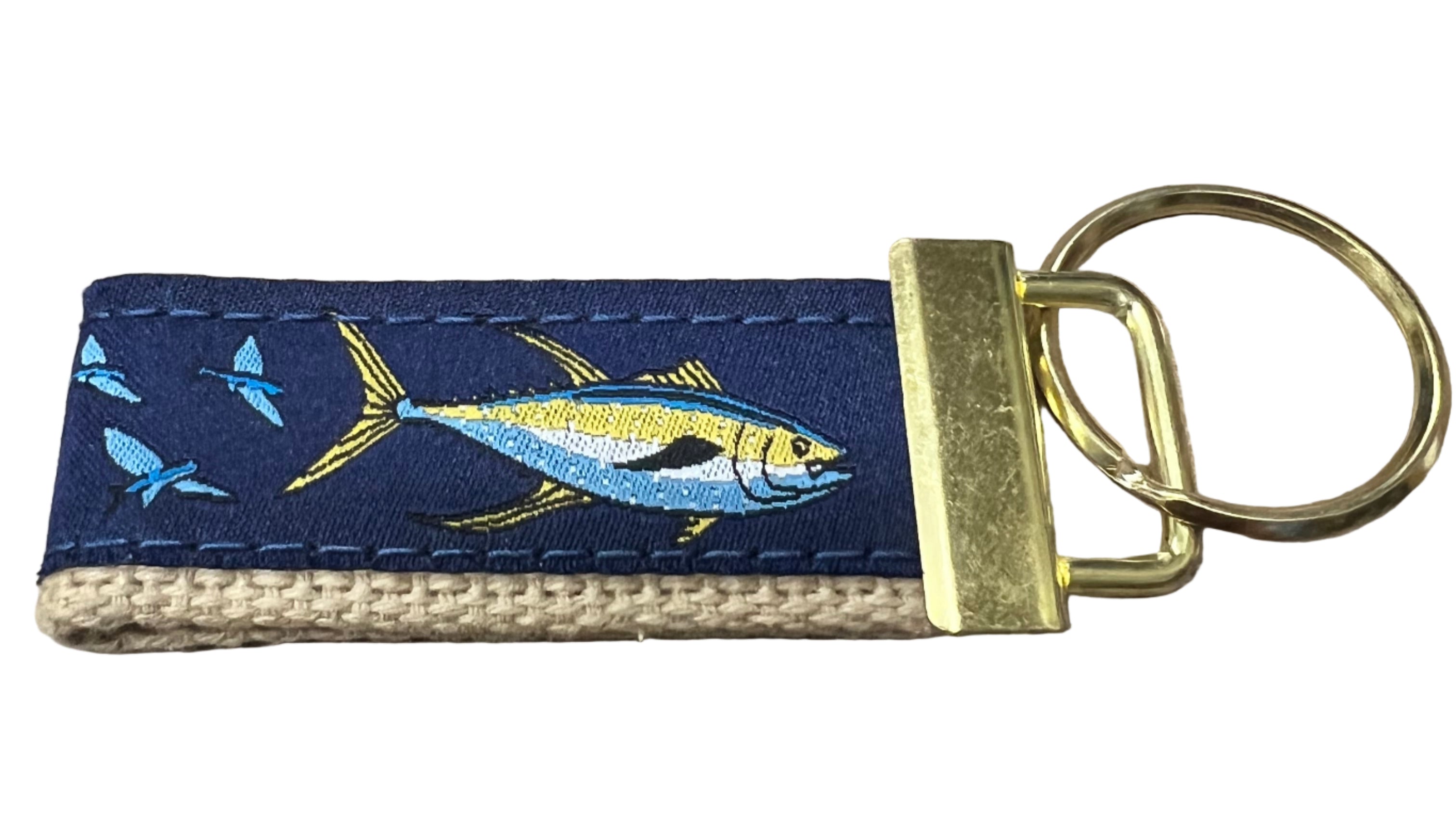Zep-Pro Blue Ribbon Key Chain Fob Yellow Fin Tuna. – Tuppens