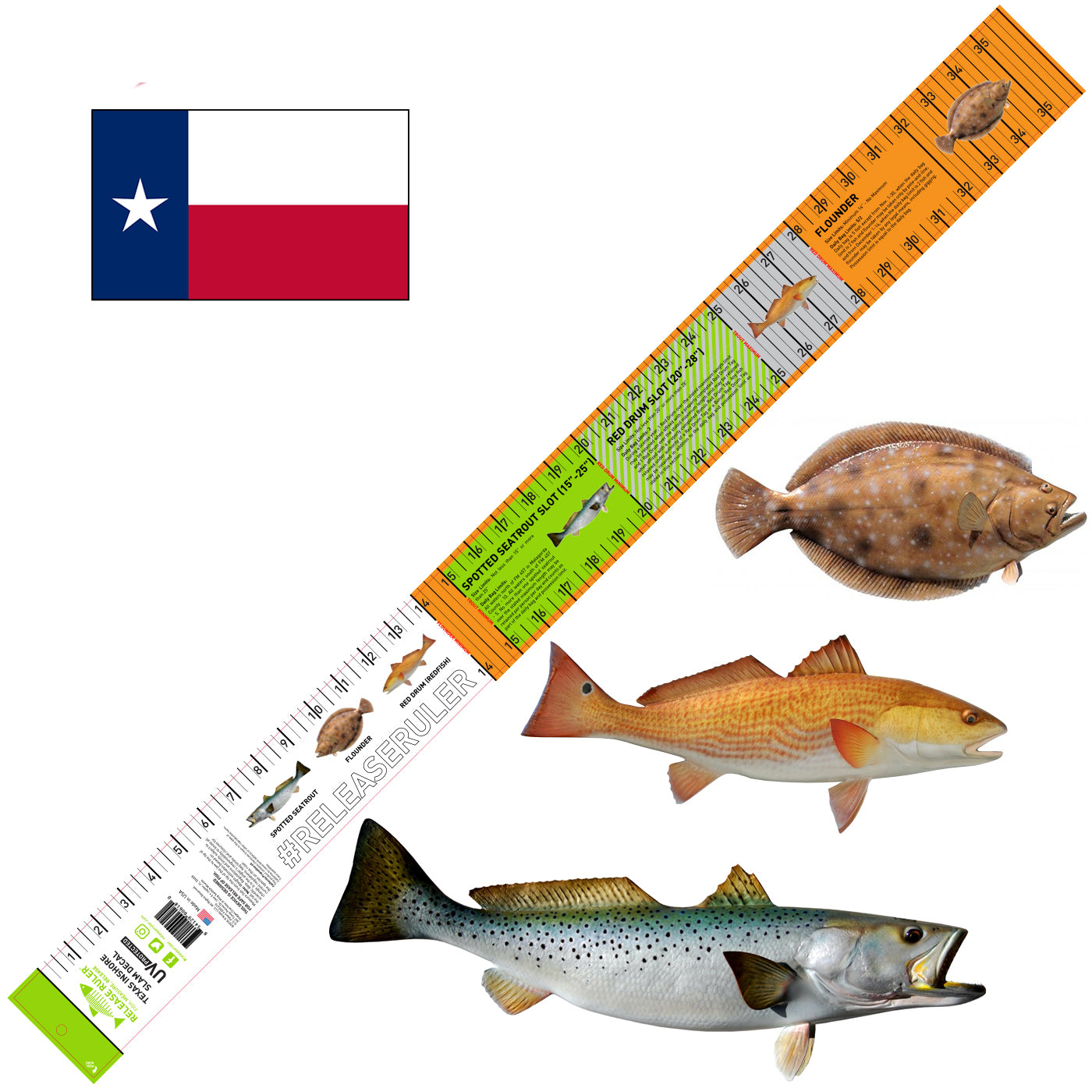 Release Ruler Texas Inshore Slam Ruler - Decal – Tuppens
